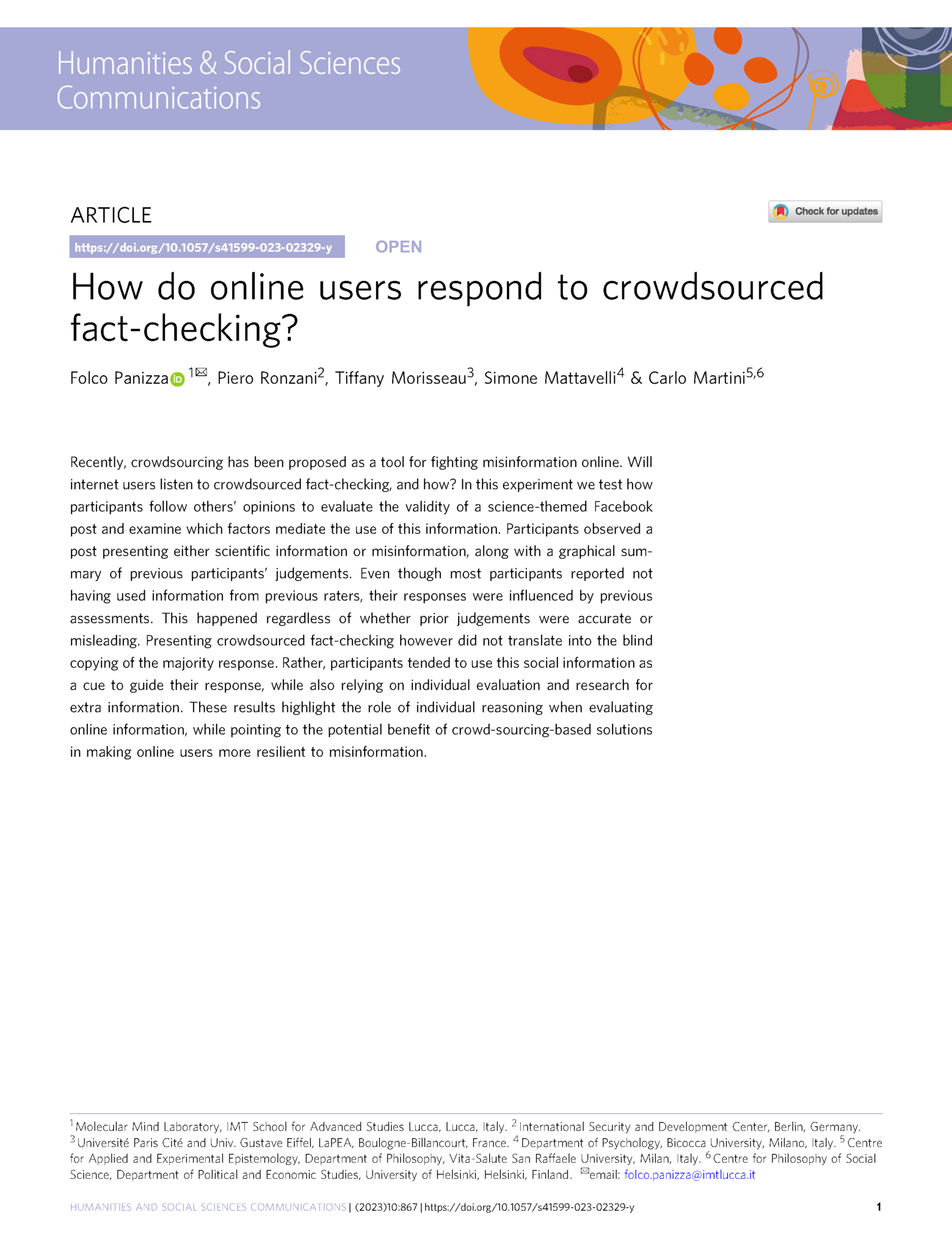 How do online users respond to crowdsourced fact-checking? – ISDC